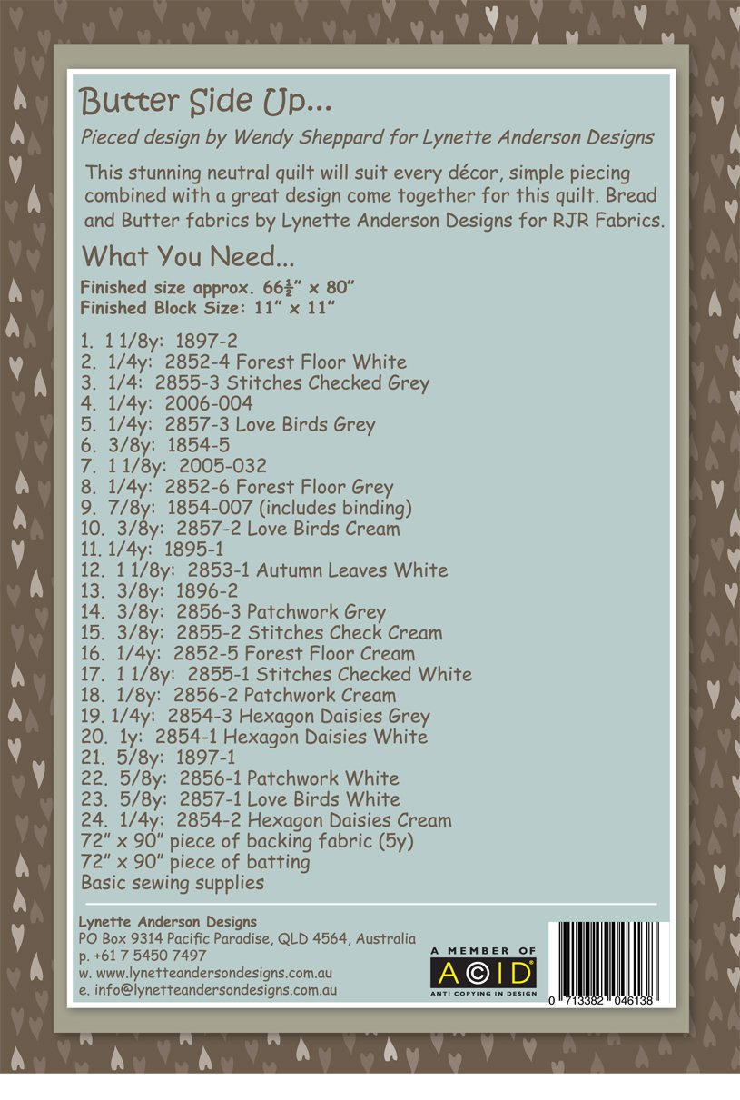 Butter Side Up - pattern – Lynette Anderson Designs
