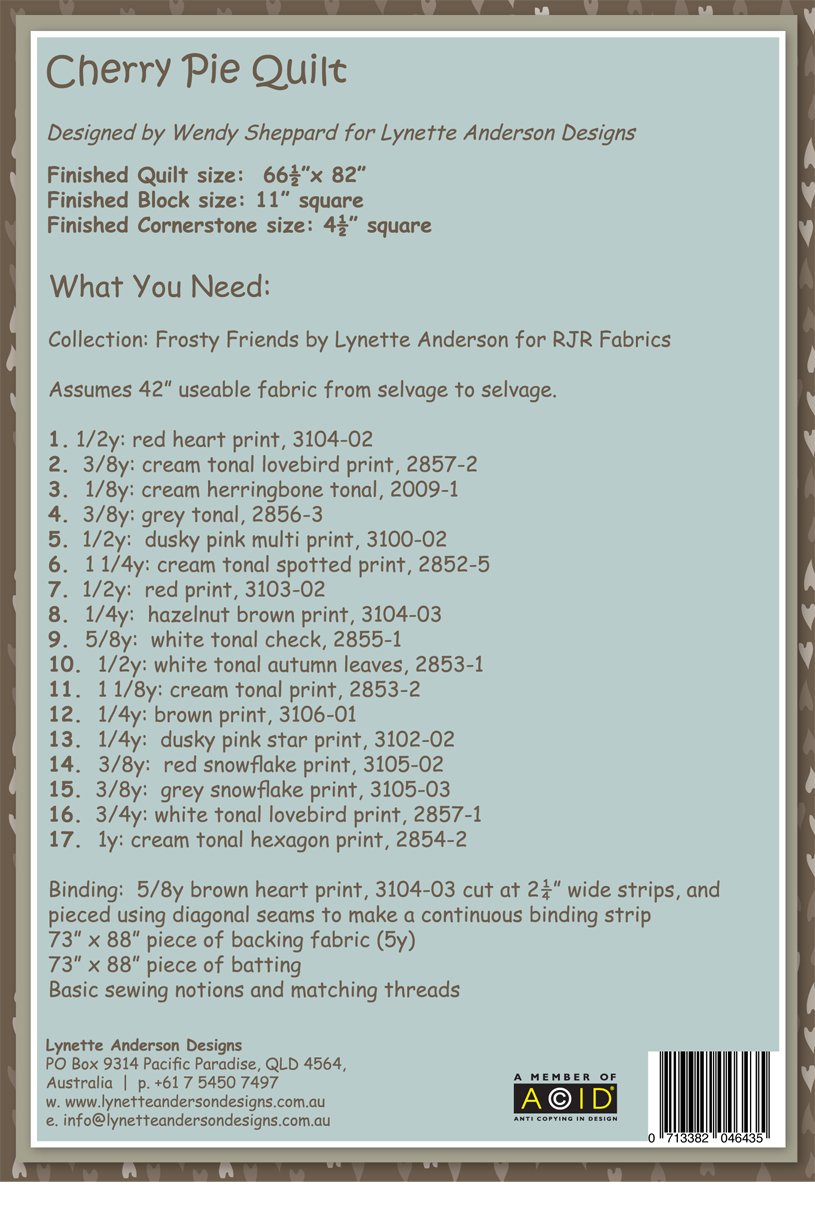 Cherry Pie Quilt - pattern – Lynette Anderson Designs