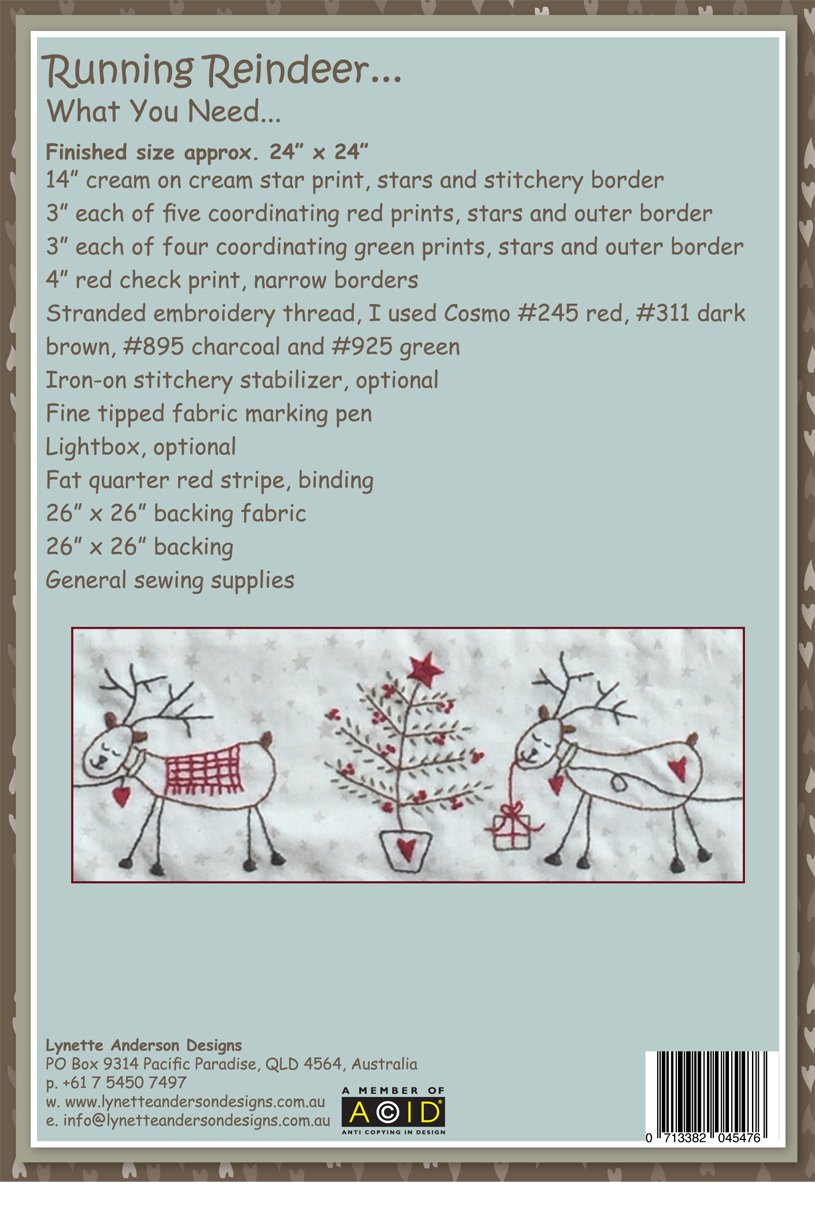 Running Reindeer Table Topper - pattern – Lynette Anderson Designs